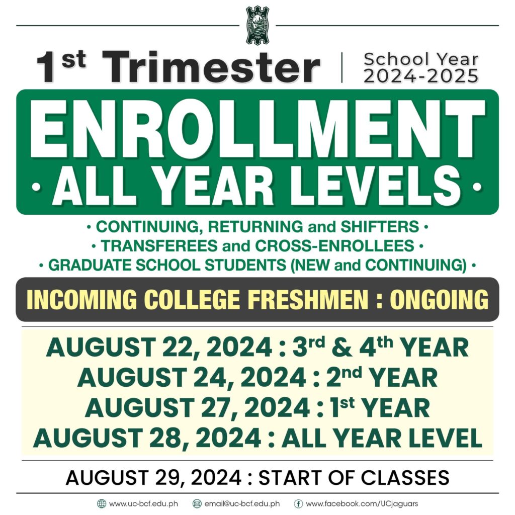 Enrollment for the 1st Trimester of SY 2024-2025 – CITCS @UC