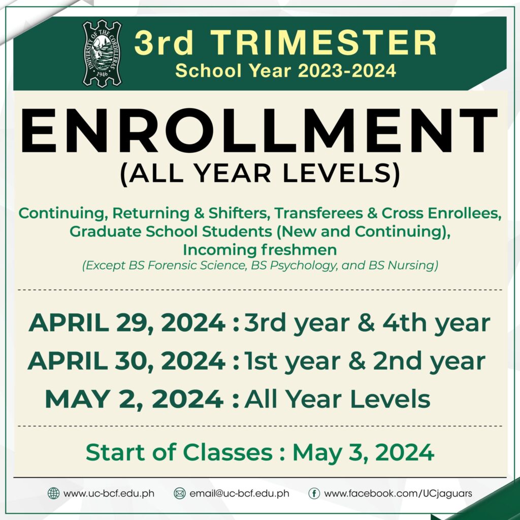 Enrollment for the 3rd Trimester of SY 2023-2024 – CITCS @UC